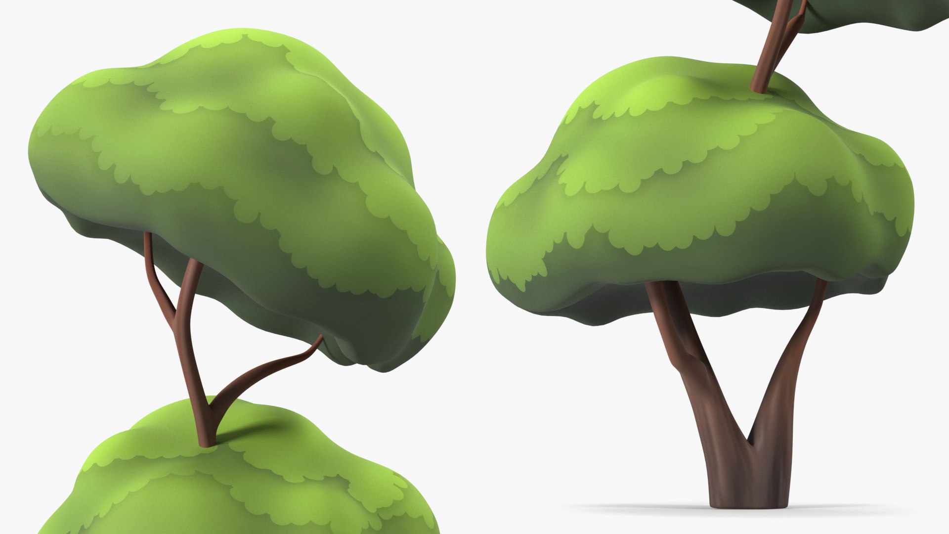 3D Two Branches Cartoon Tree Handpaint Texture - TurboSquid 2169780