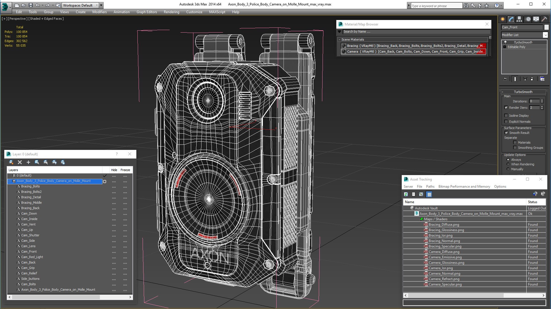 3D model Axon Body 3 Police Body Camera on Molle Mount - TurboSquid 1738047