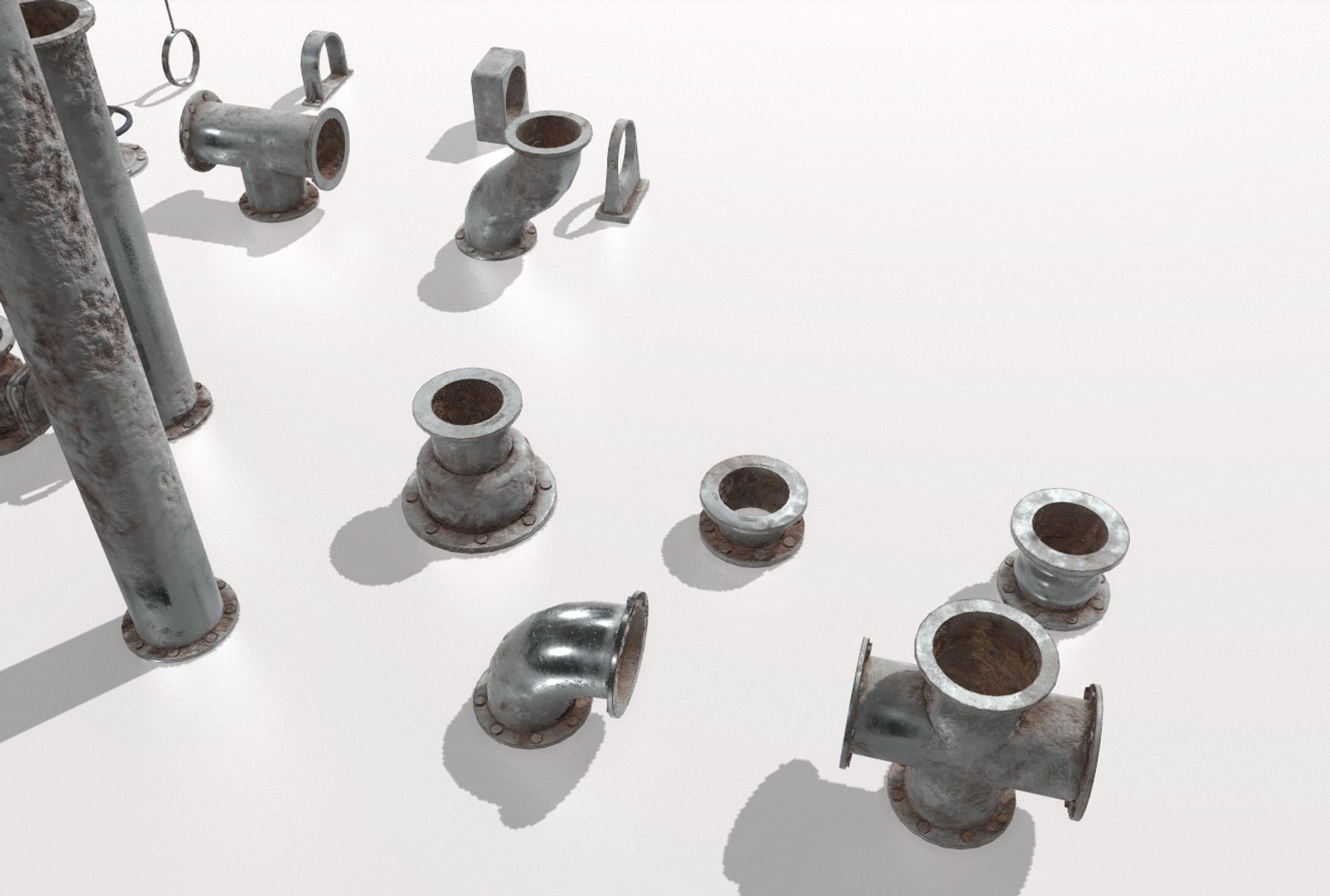 Pack Industrial Rusted Pipes 3D Model - TurboSquid 1464384