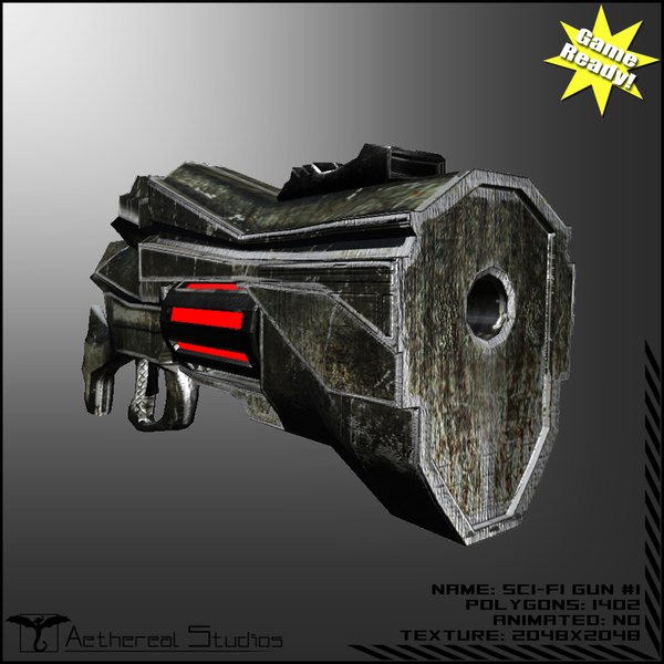 3d sci-fi weapon pack package model