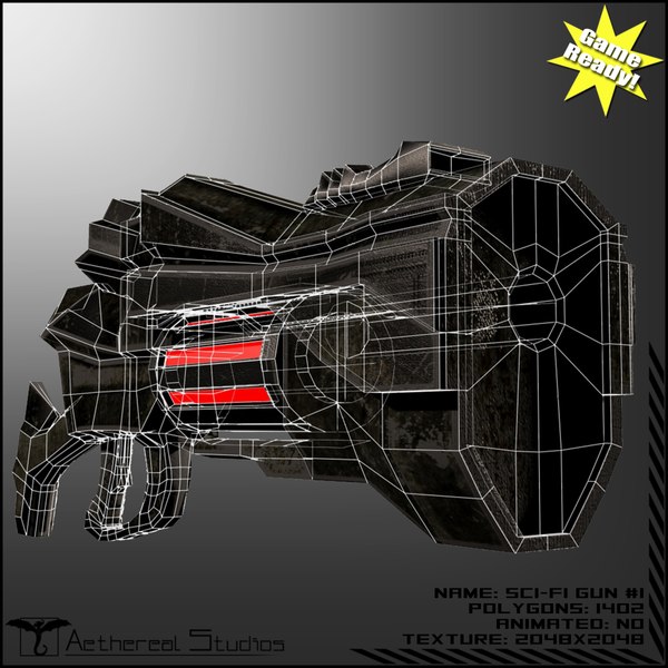 3d sci-fi weapon pack package model