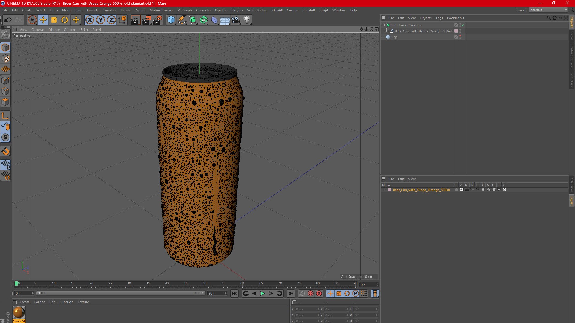 3D Beer Can With Drops Orange 500ml - TurboSquid 2140073