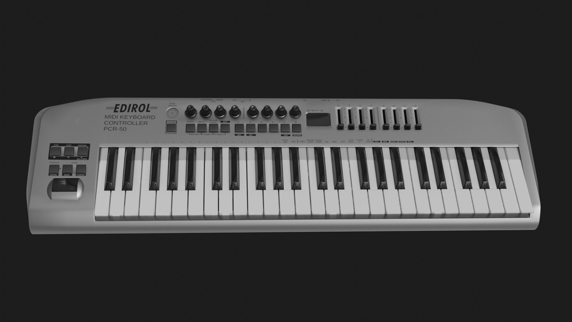 Edirol Midi Keyboard Controller Pcr-50 3D Model - TurboSquid 2124920