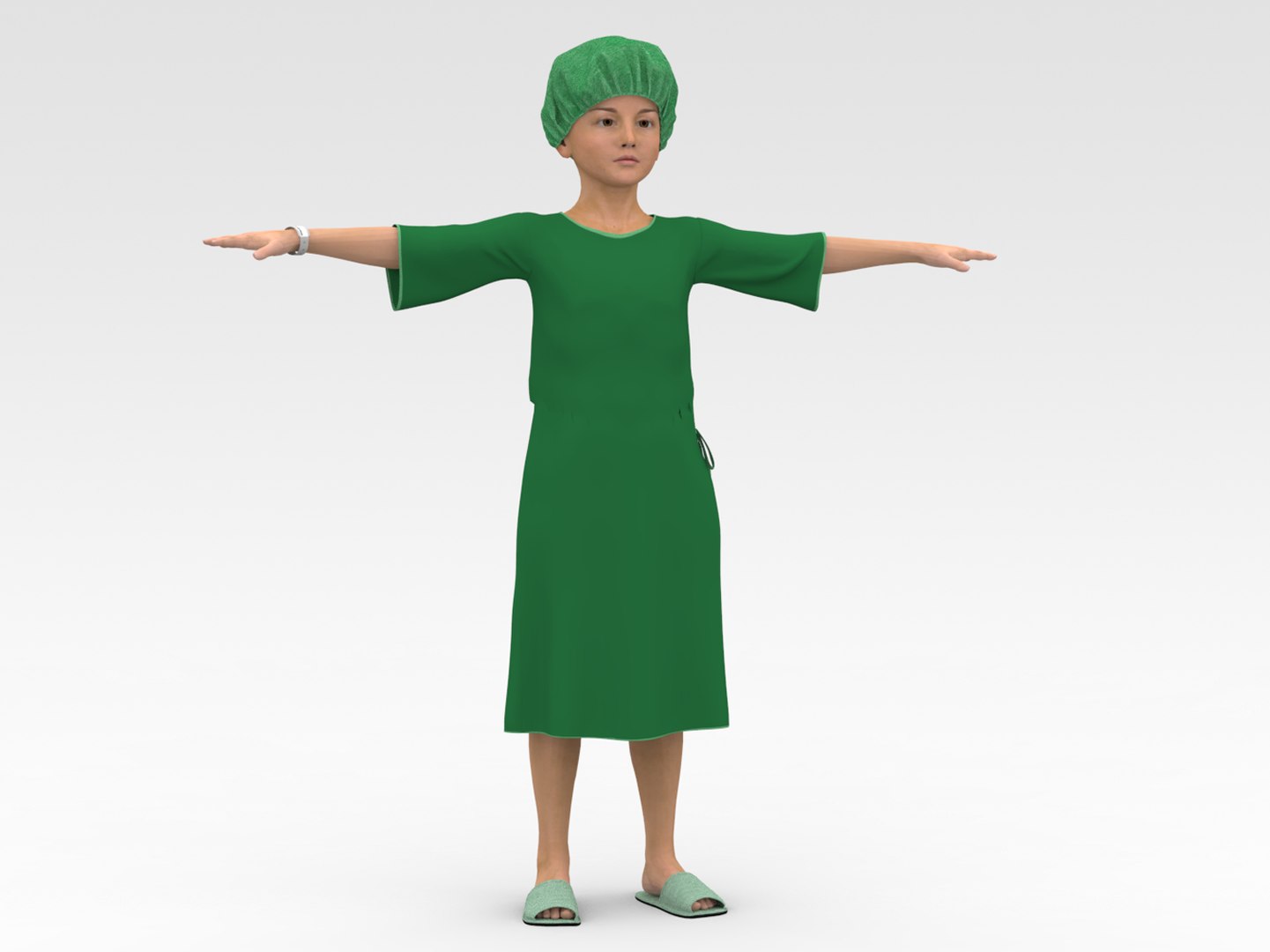 Child Patient With Green Gown 3D - TurboSquid 1794412