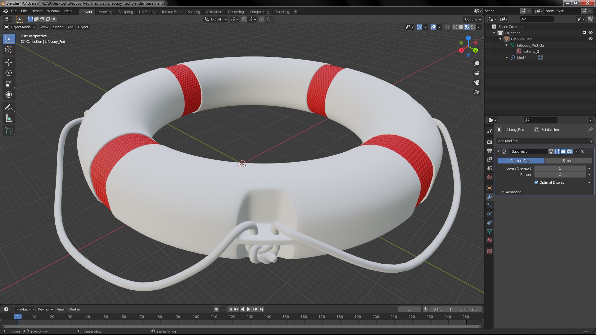 3D Lifebuoy Red - TurboSquid 1908771