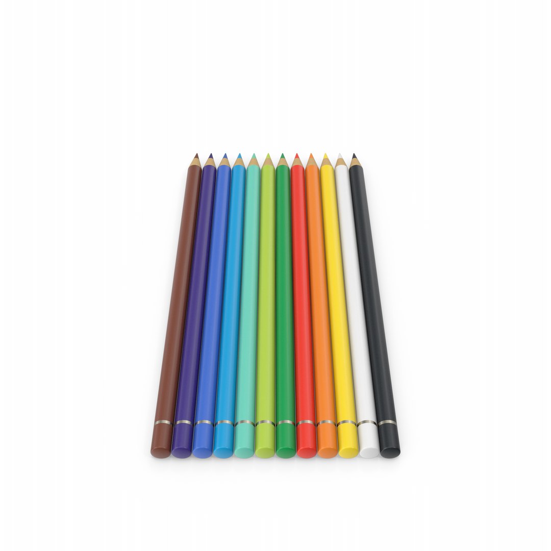 3D 12 Colored Pencils Model - TurboSquid 1845445