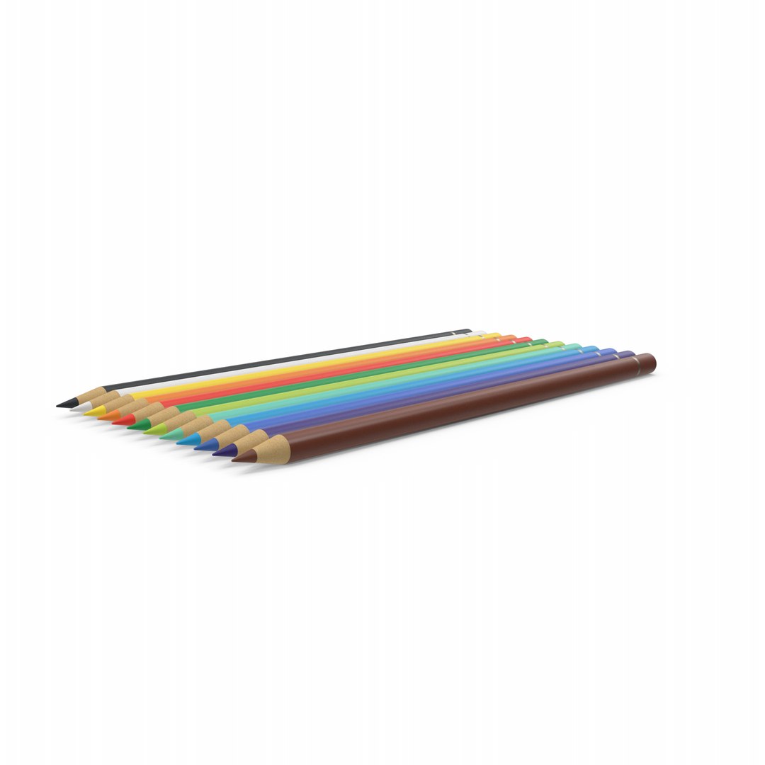 3D 12 Colored Pencils Model - TurboSquid 1845445