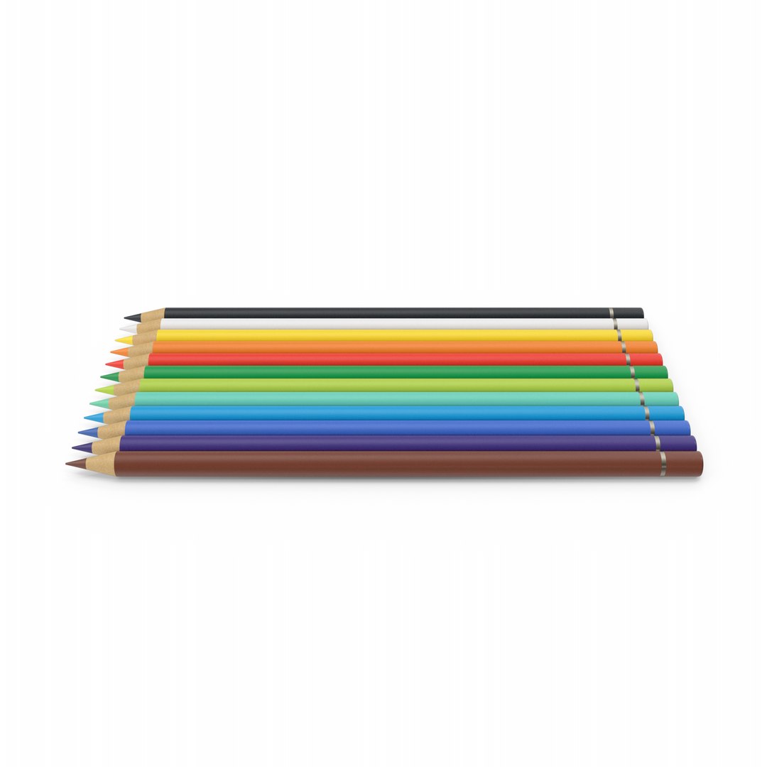 3D 12 Colored Pencils Model - TurboSquid 1845445