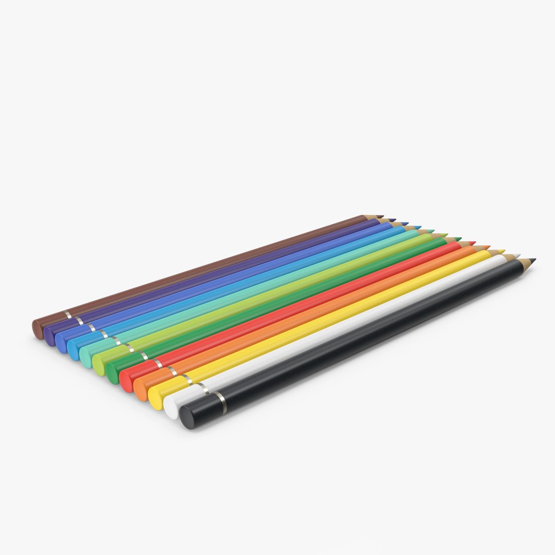 3D 12 Colored Pencils Model - TurboSquid 1845445