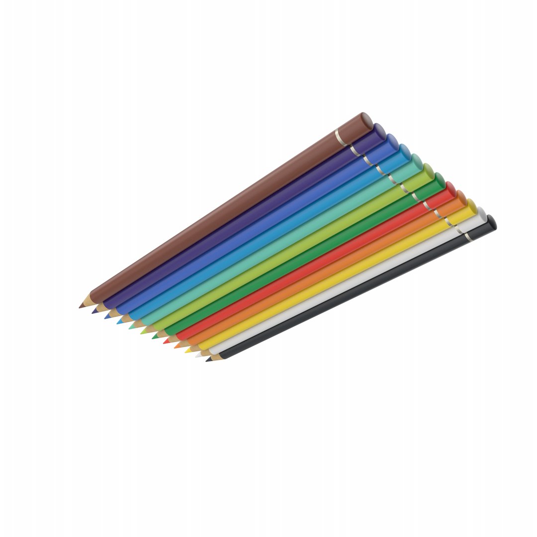 3D 12 Colored Pencils Model - TurboSquid 1845445