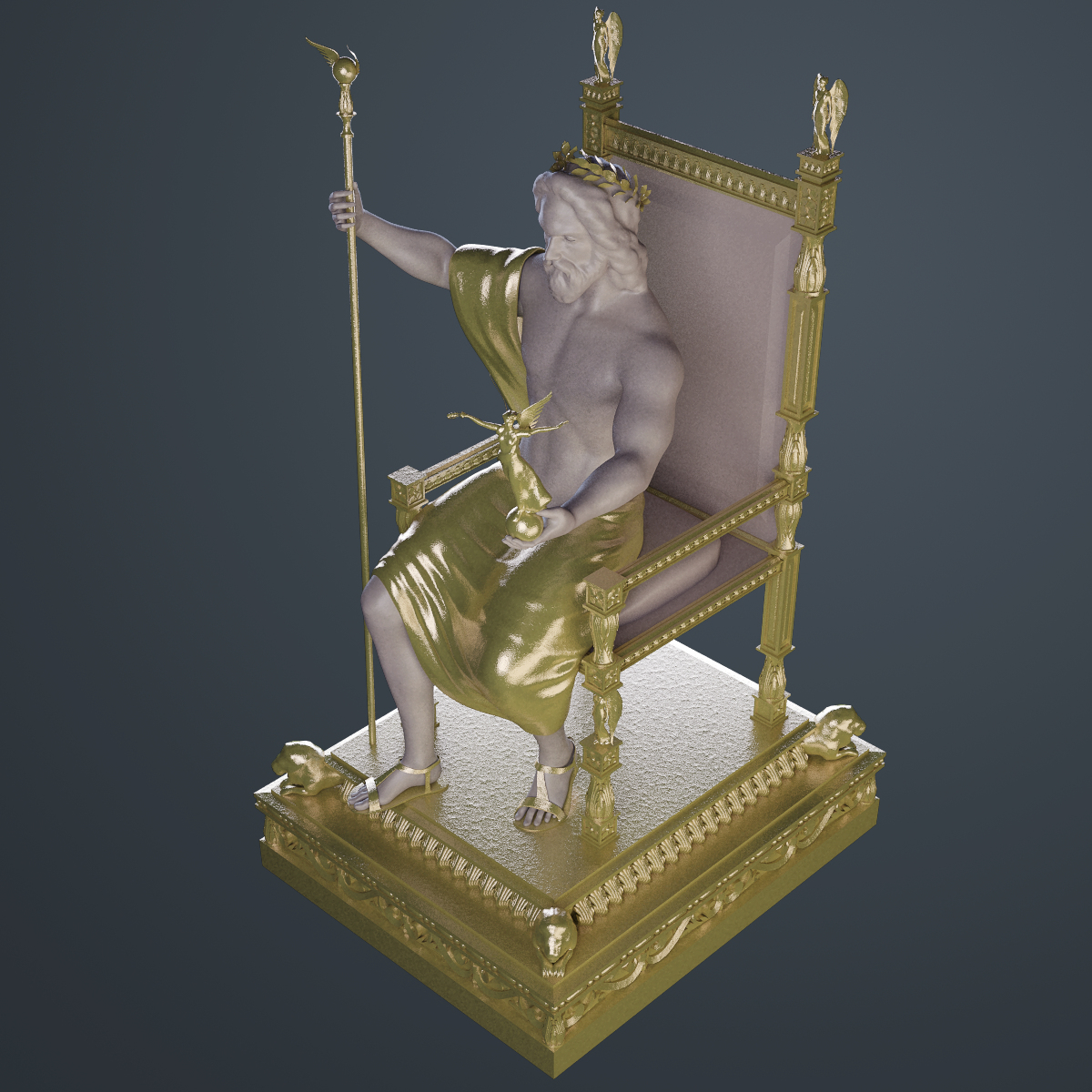 ancient statue zeus 3d model