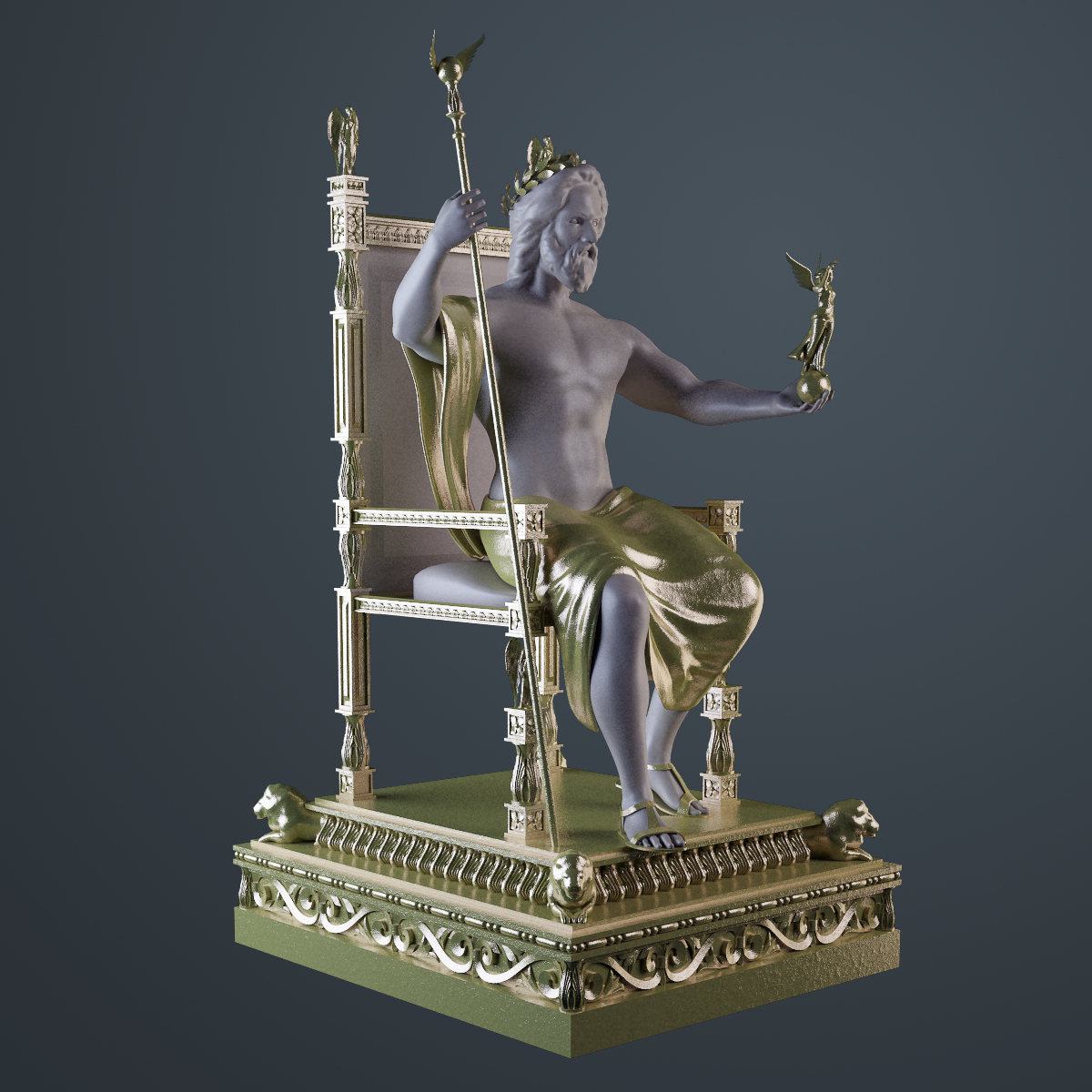 ancient statue zeus 3d model