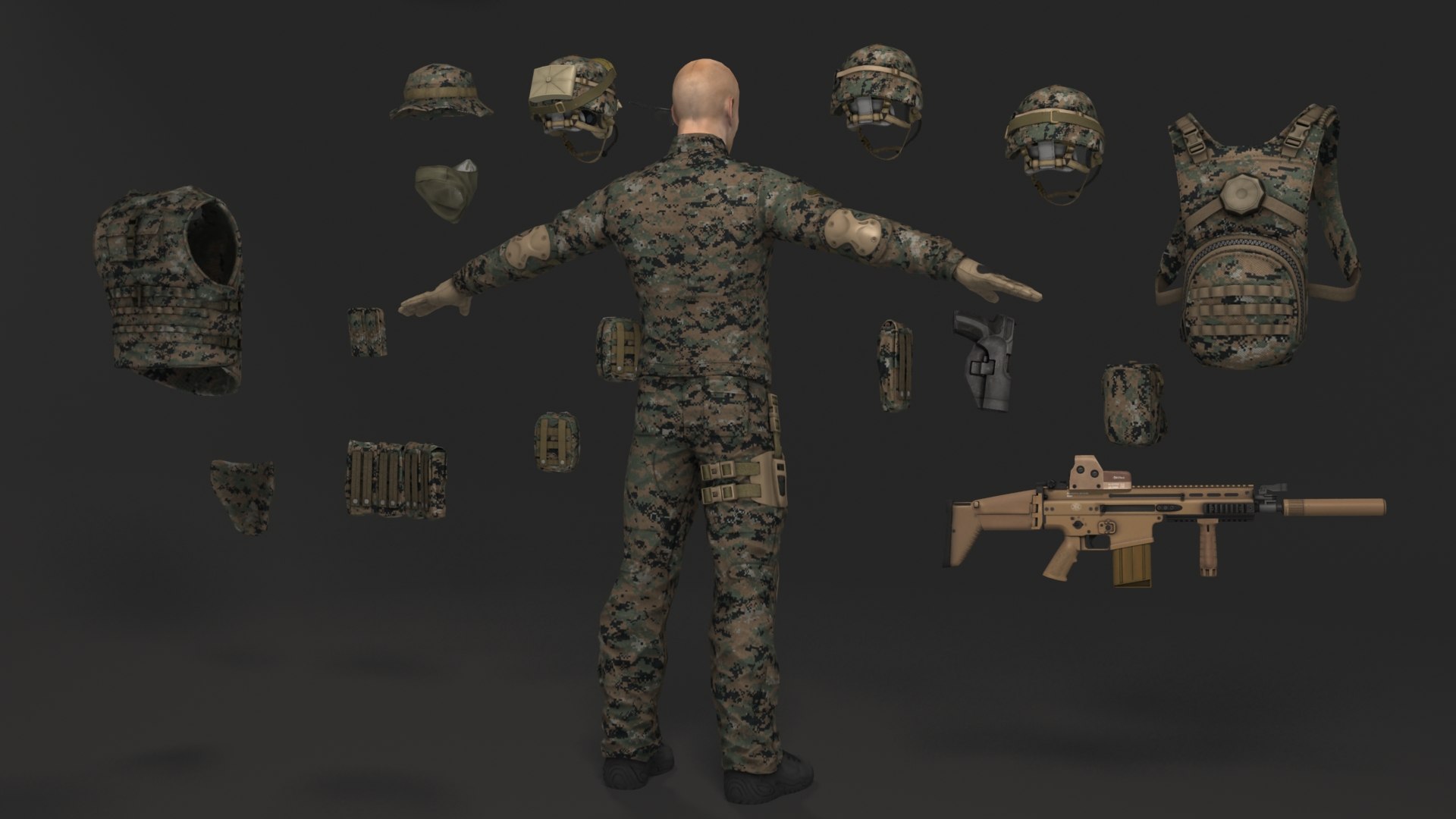 Military Male Soldier Usmc Model - TurboSquid 1516983