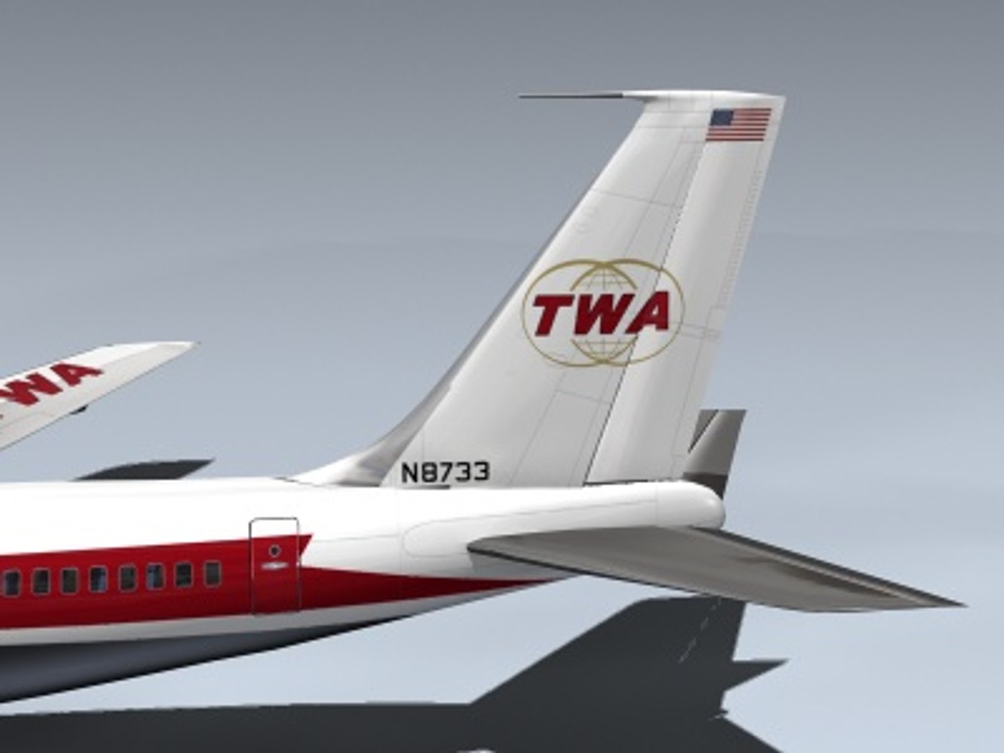 3ds 707 Twa Passenger Jet