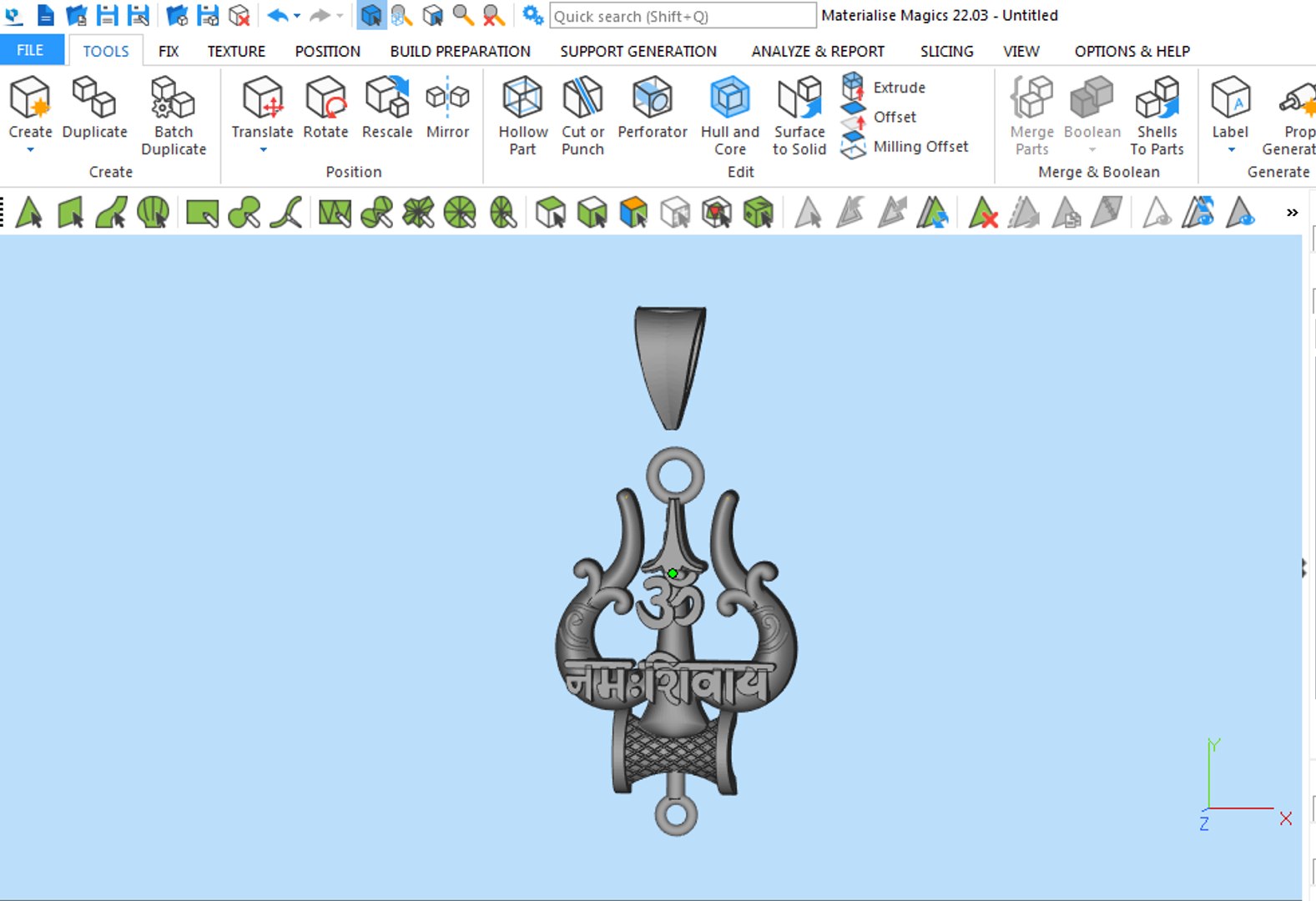 Trishul Damru Pendant-003 3D Model - TurboSquid 2282961