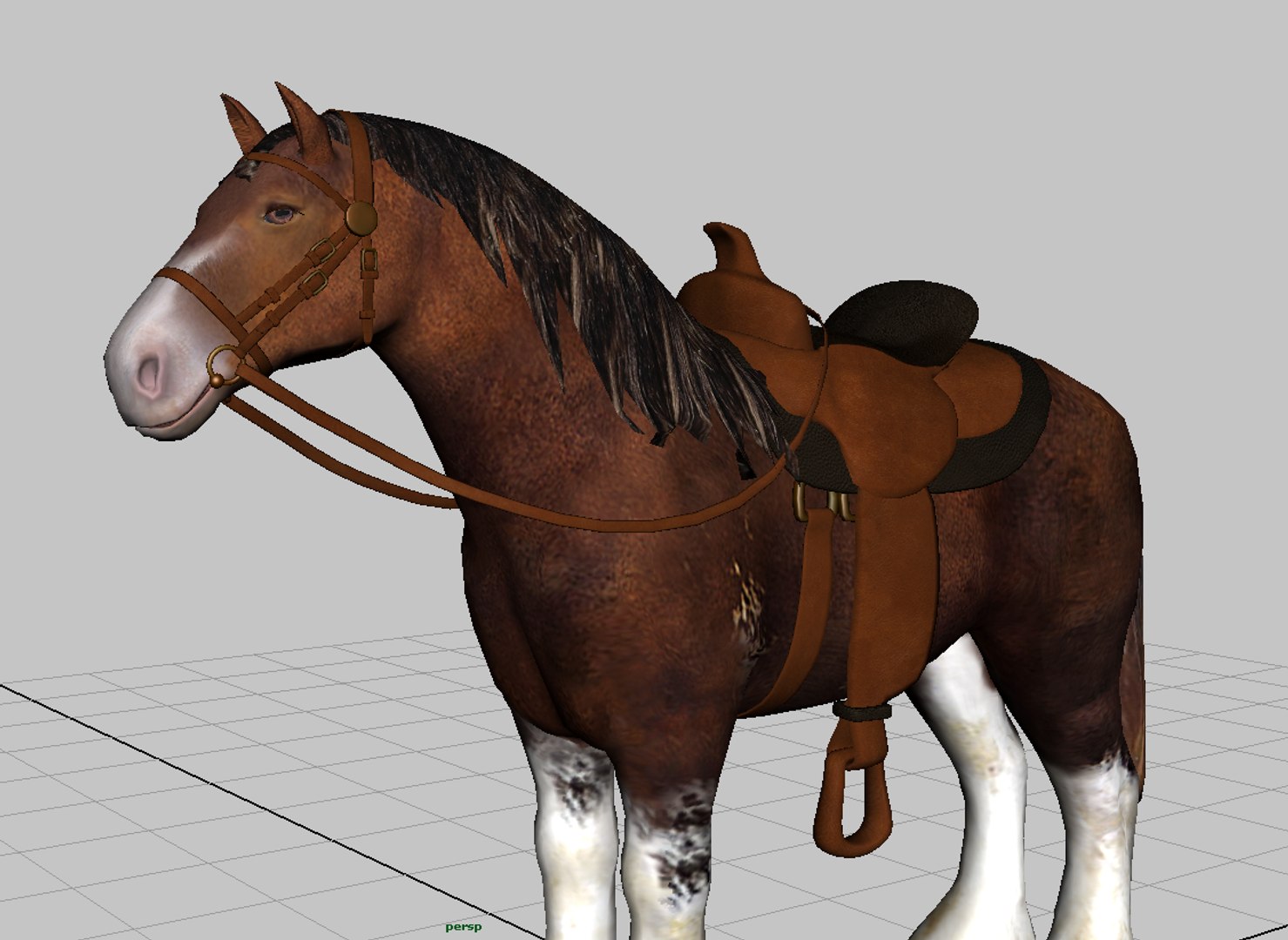 3d model draft horse rigged