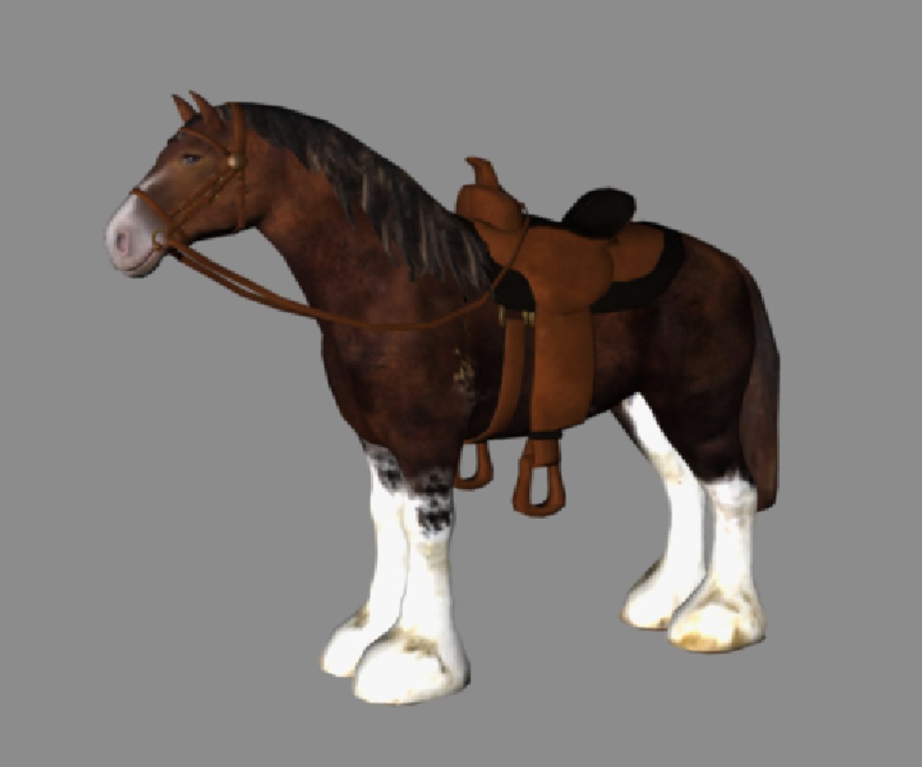 3d model draft horse rigged
