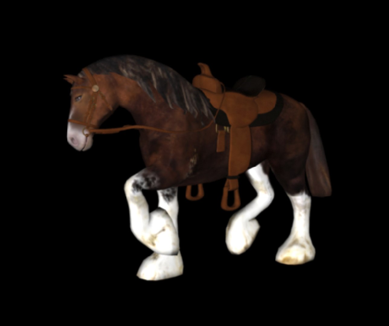 3d model draft horse rigged