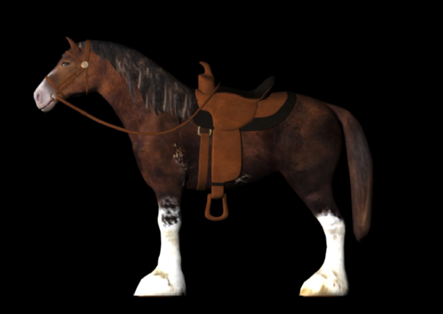 3d model draft horse rigged