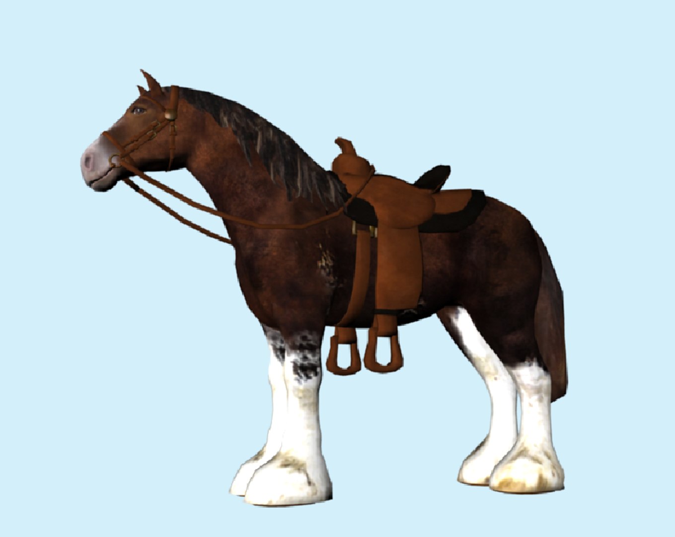 3d model draft horse rigged