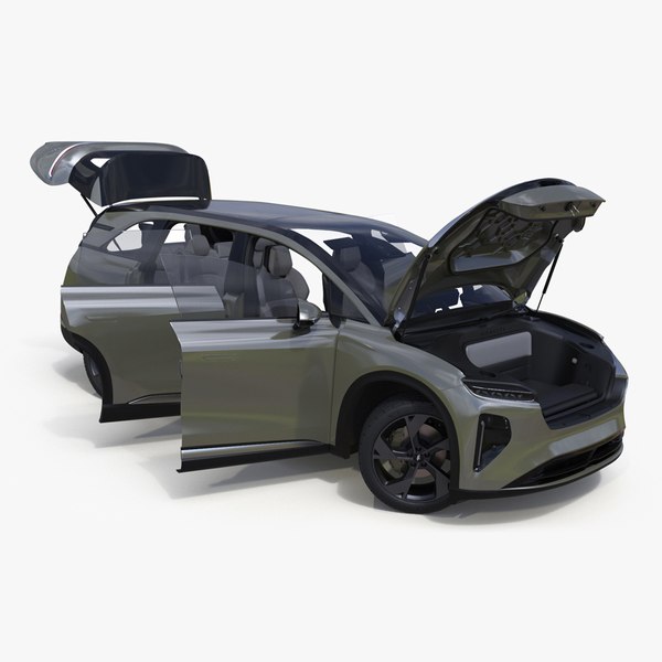 modelo 3d SUV eléctrico Lucid Gravity de color oliva con luces apagadas ...
