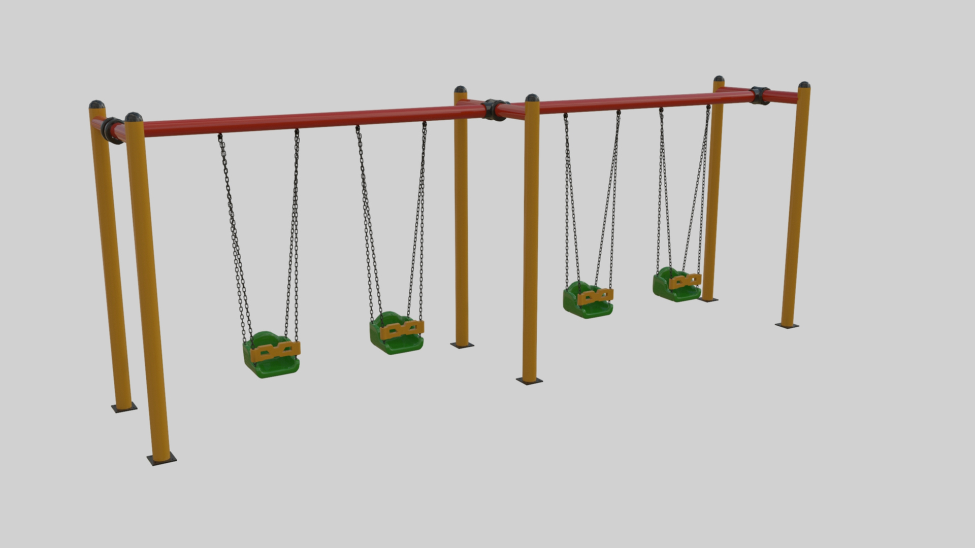 3D Playground Metal Four Swings - 01 - TurboSquid 2019657