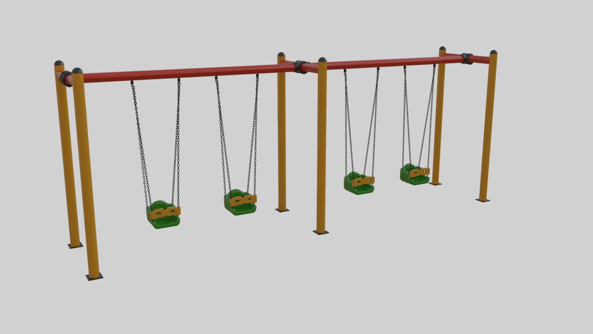 3D Playground Metal Four Swings - 01 - TurboSquid 2019657