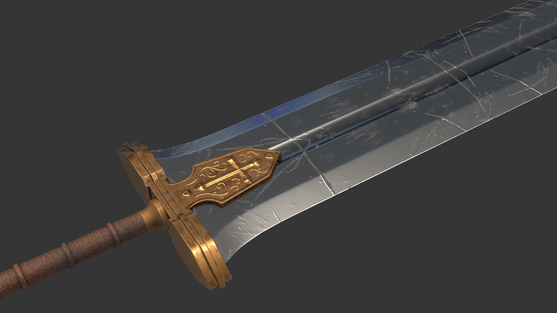 Two-Handed Great Sword Destroyer Melee Weapon PBR Low-poly 3D ...