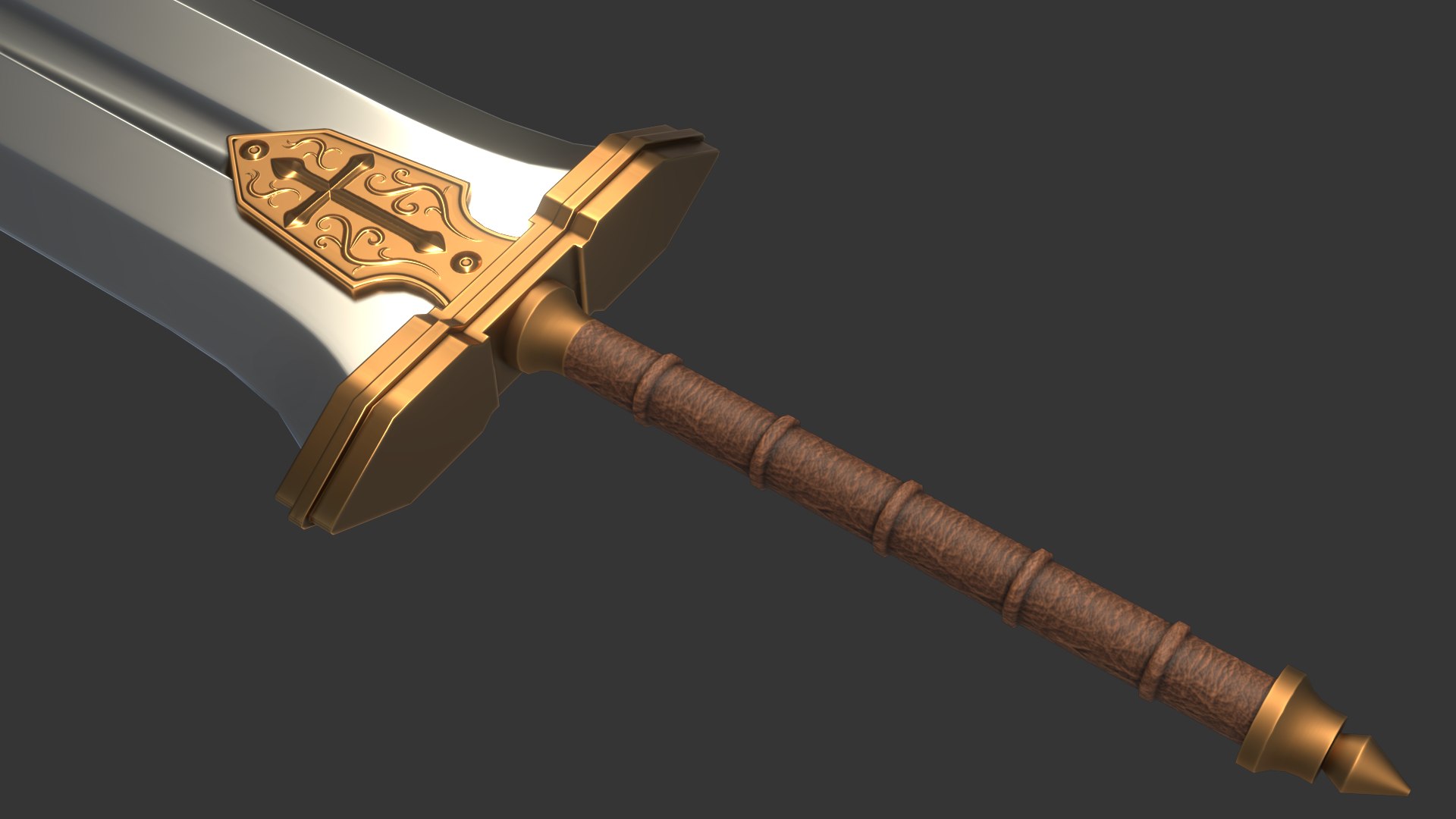 Two-Handed Great Sword Destroyer Melee Weapon PBR Low-poly 3D ...