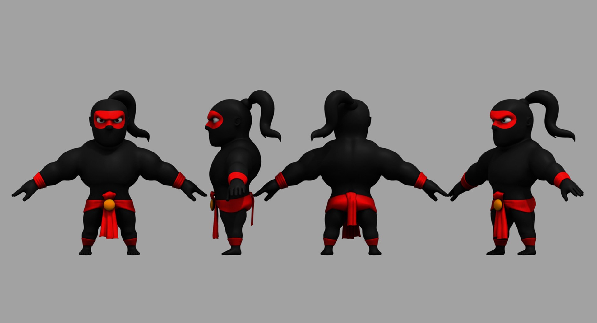 3D ninja cartoon character model - TurboSquid 1499017