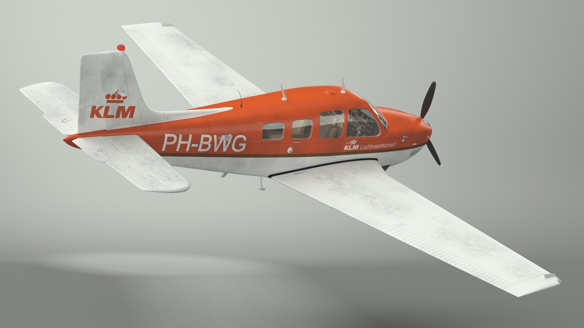 3D Light Aircraft Beechcraft Bonanza KLM Rigged For Cinema 4D - TurboSquid 2234904