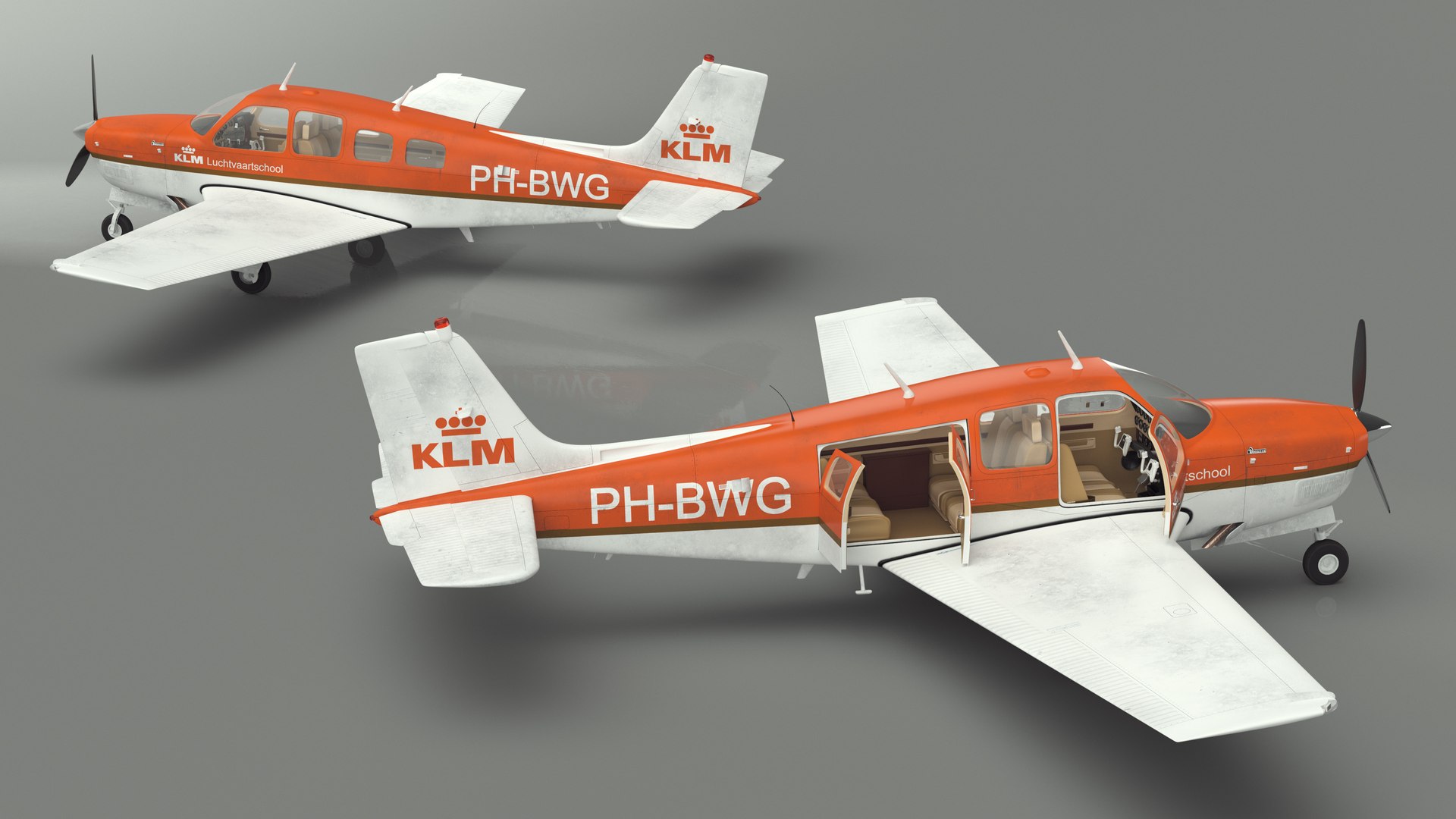 3D Light Aircraft Beechcraft Bonanza KLM Rigged For Cinema 4D ...