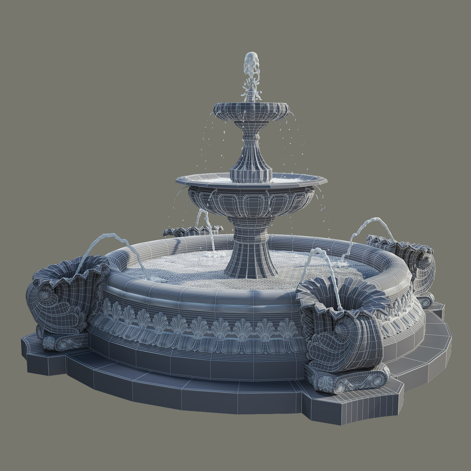 3d max fountain exterior water