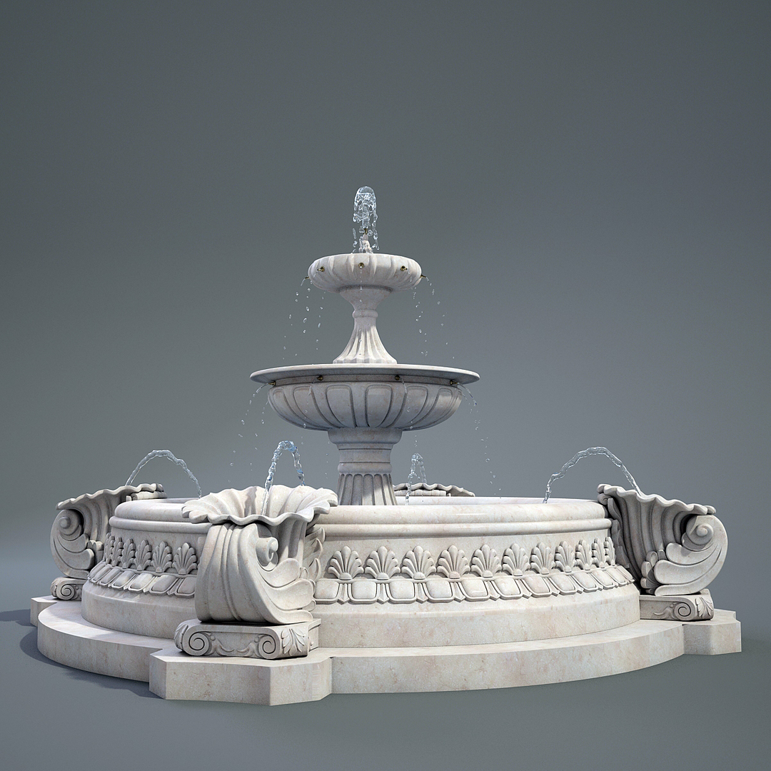 3d max fountain exterior water