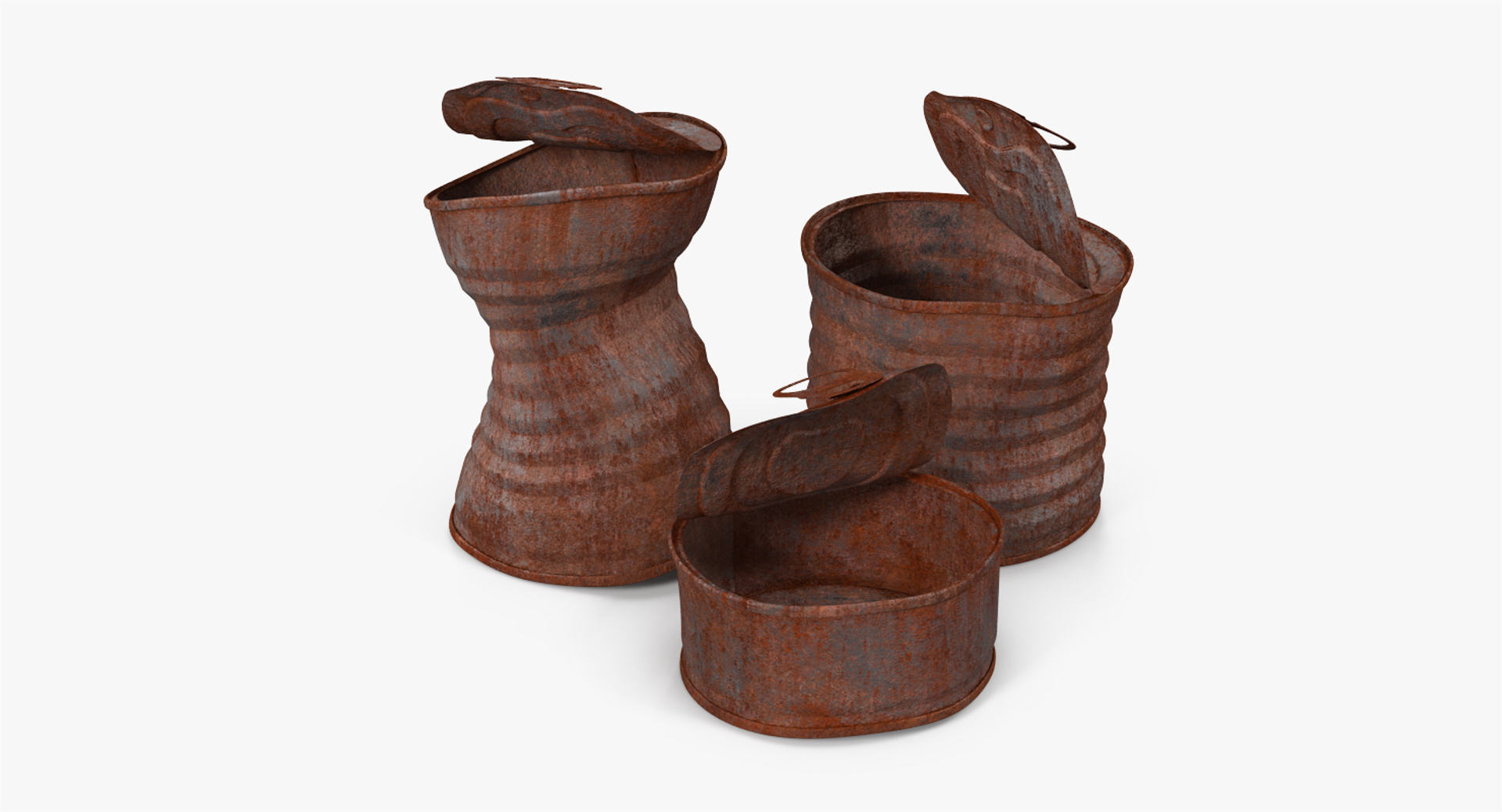 Tin Cans Open Rusty 3d Model