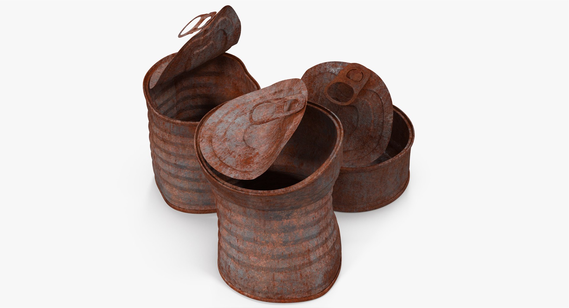 Tin Cans Open Rusty 3d Model