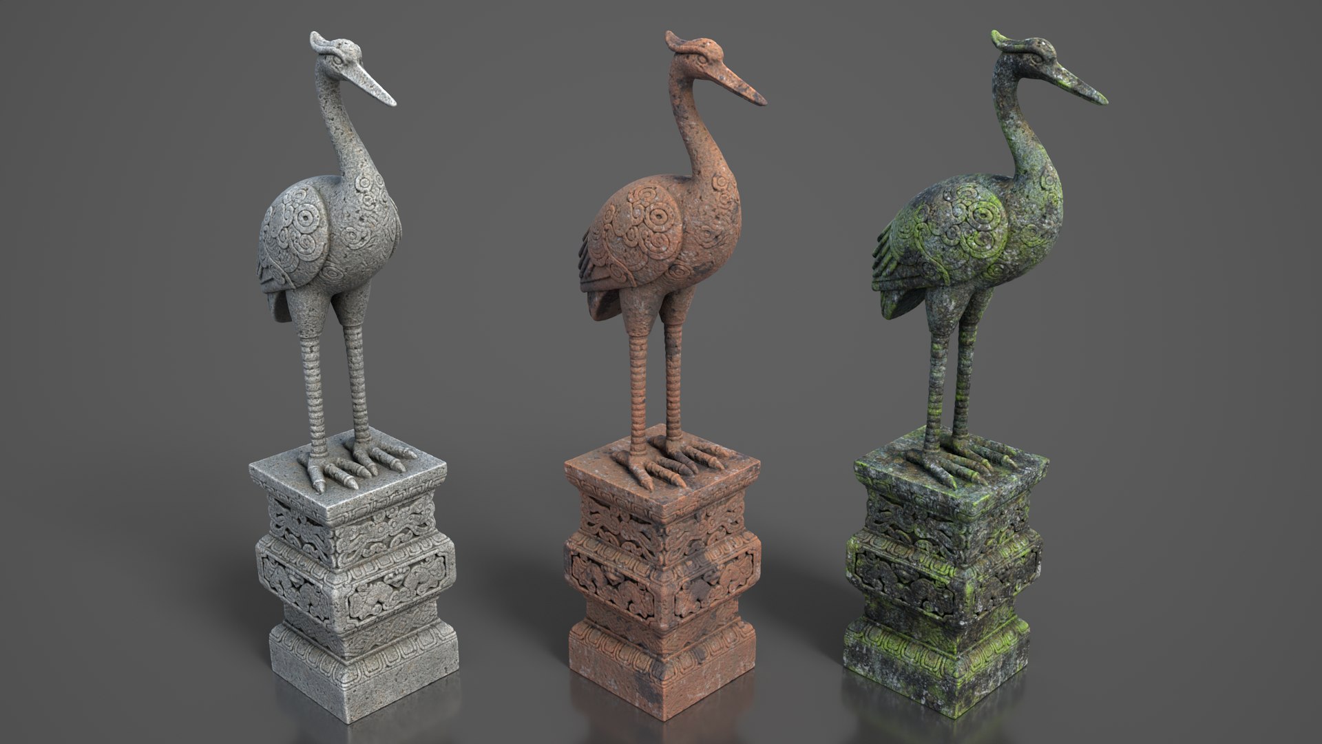 3D Ancient Asia Stone Statue Pack D - 250602 - TurboSquid 2416821