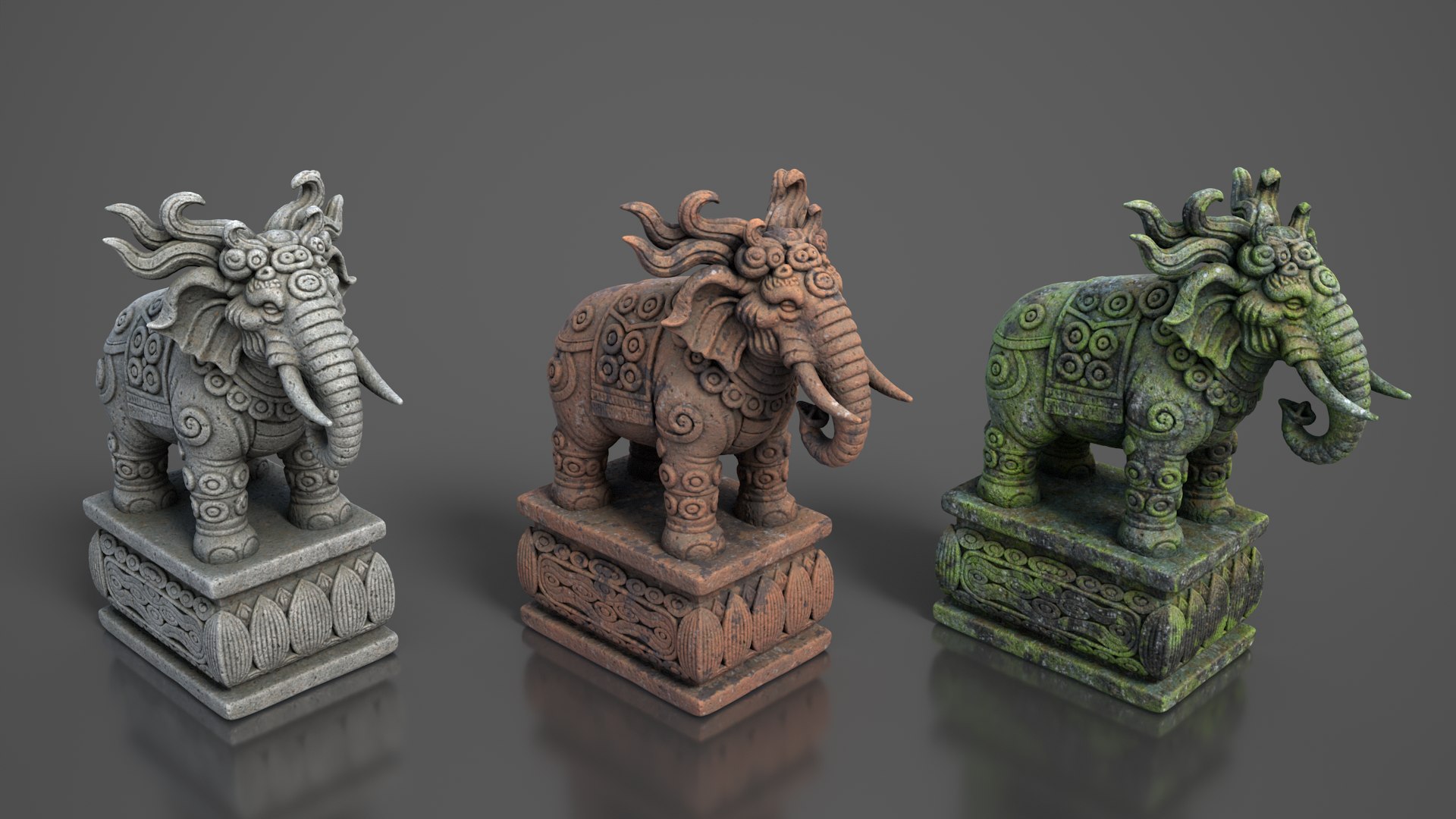 3D Ancient Asia Stone Statue Pack D - 250602 - TurboSquid 2416821