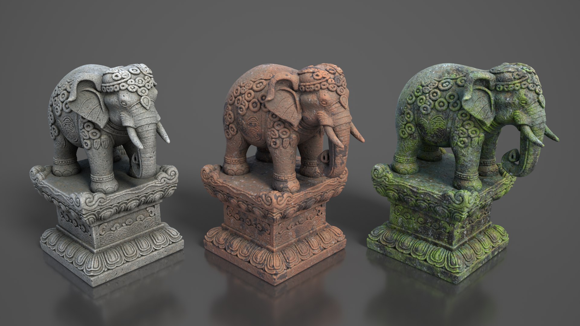 3D Ancient Asia Stone Statue Pack D - 250602 - TurboSquid 2416821