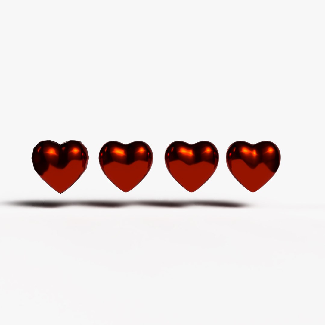 3D Model Red Metallic Heart - TurboSquid 1849527
