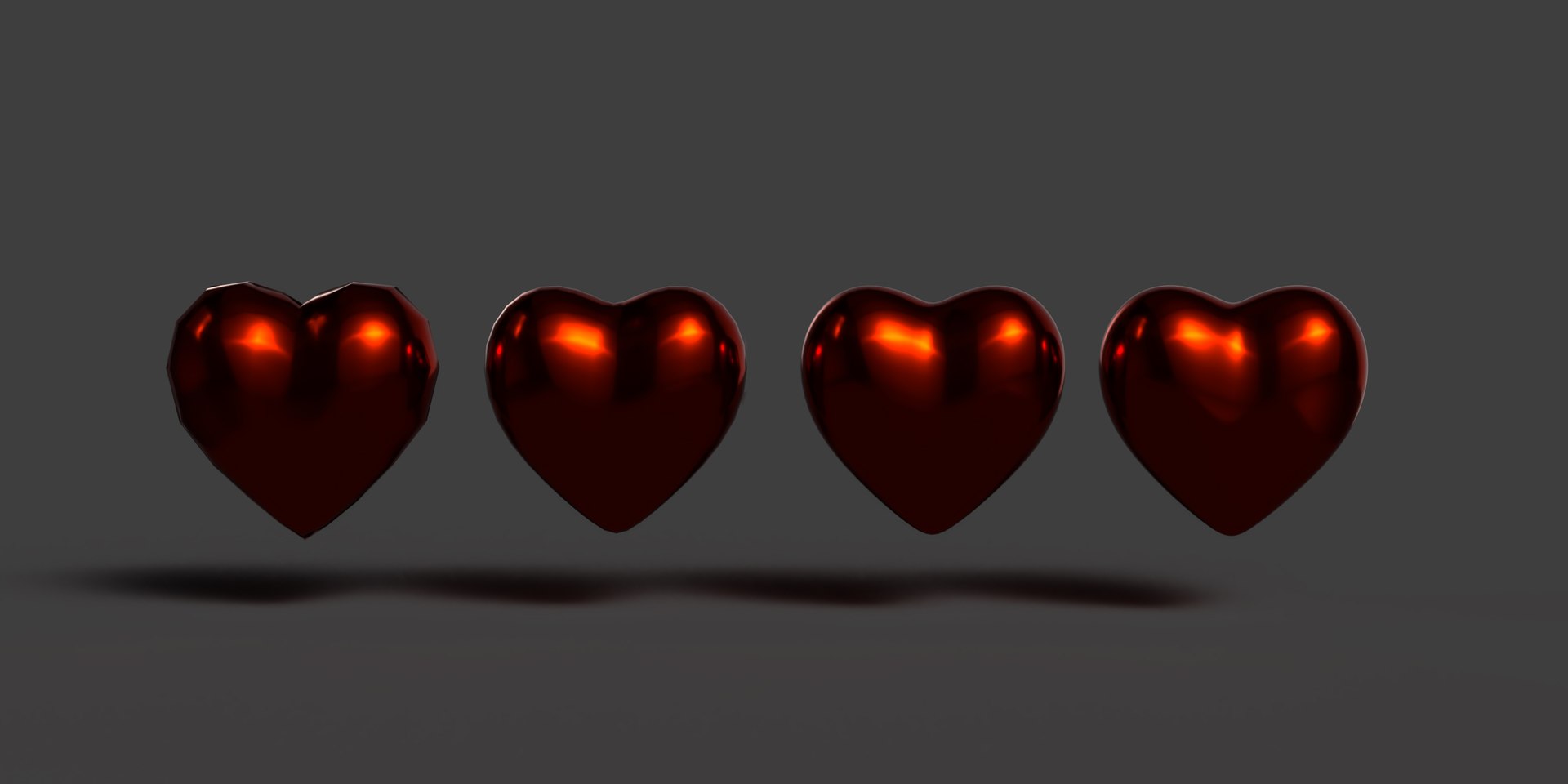 3D Model Red Metallic Heart - TurboSquid 1849527