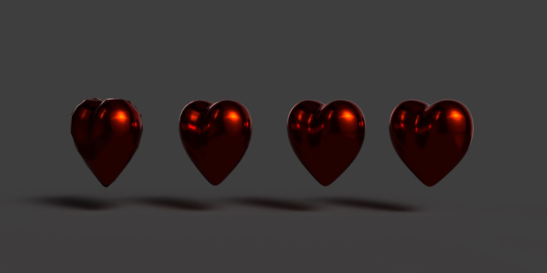 3D Model Red Metallic Heart - TurboSquid 1849527