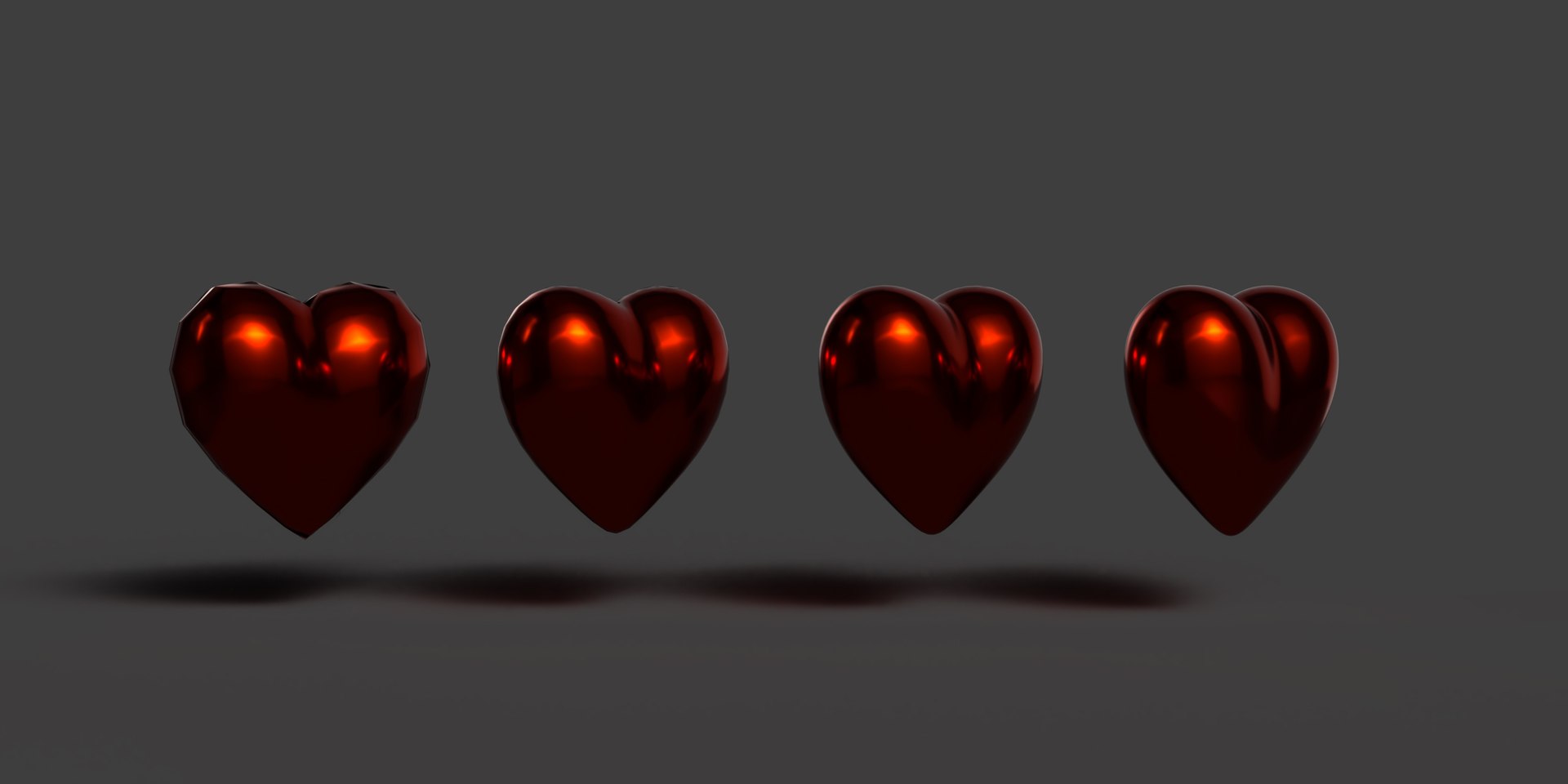 3D Model Red Metallic Heart - TurboSquid 1849527