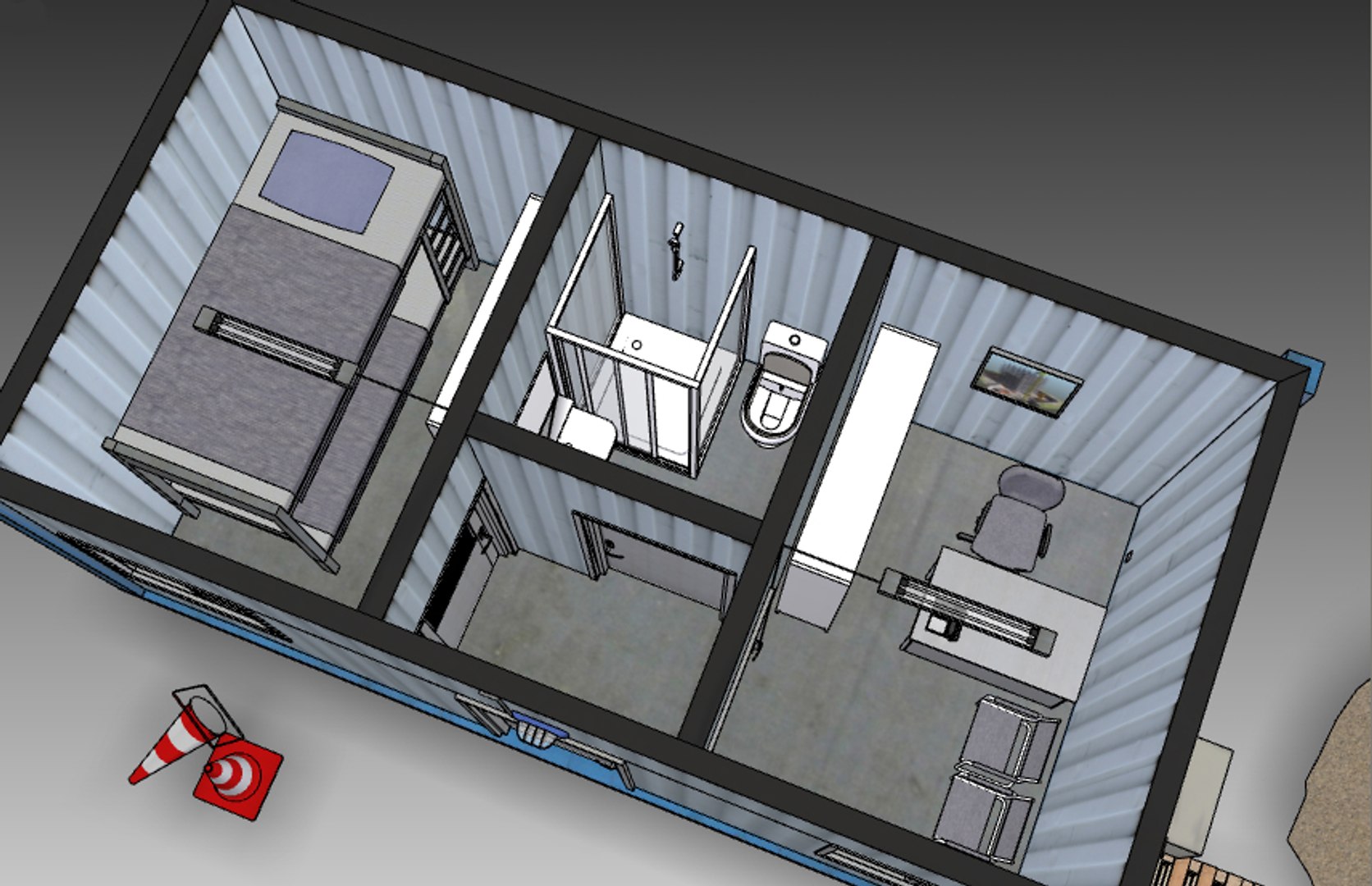 Construction Office Container 3d Model