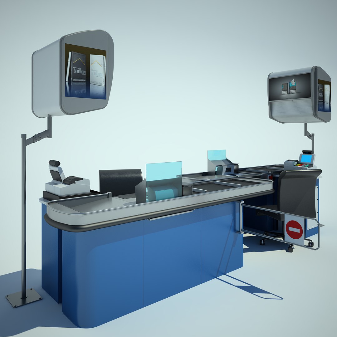 3d cash counter shop model