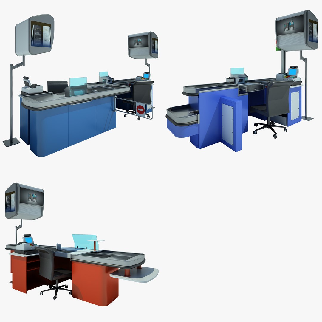 3d cash counter shop model