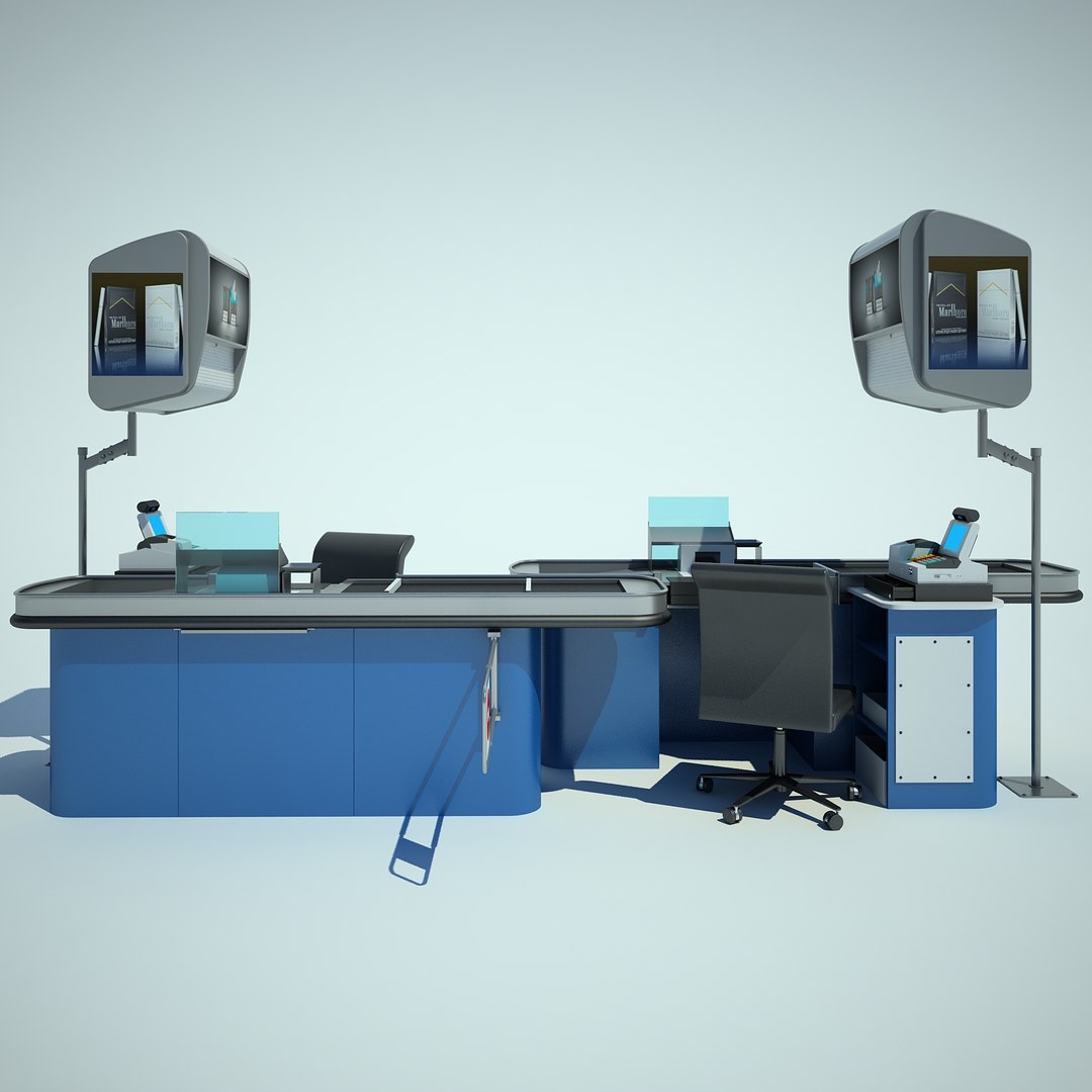 3d cash counter shop model