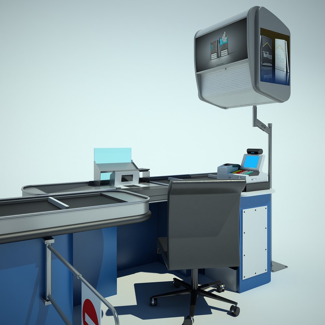 3d cash counter shop model