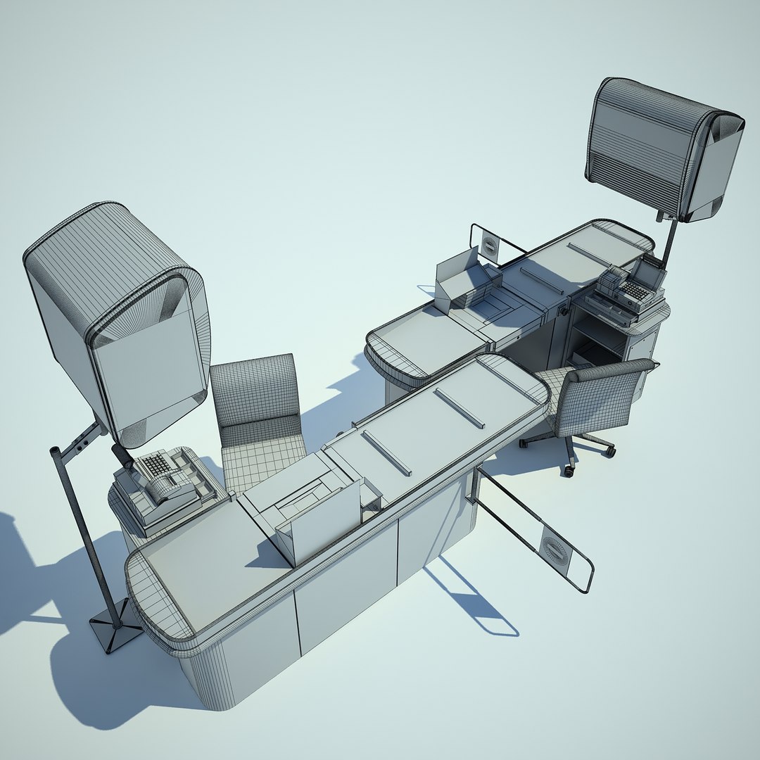 3d cash counter shop model
