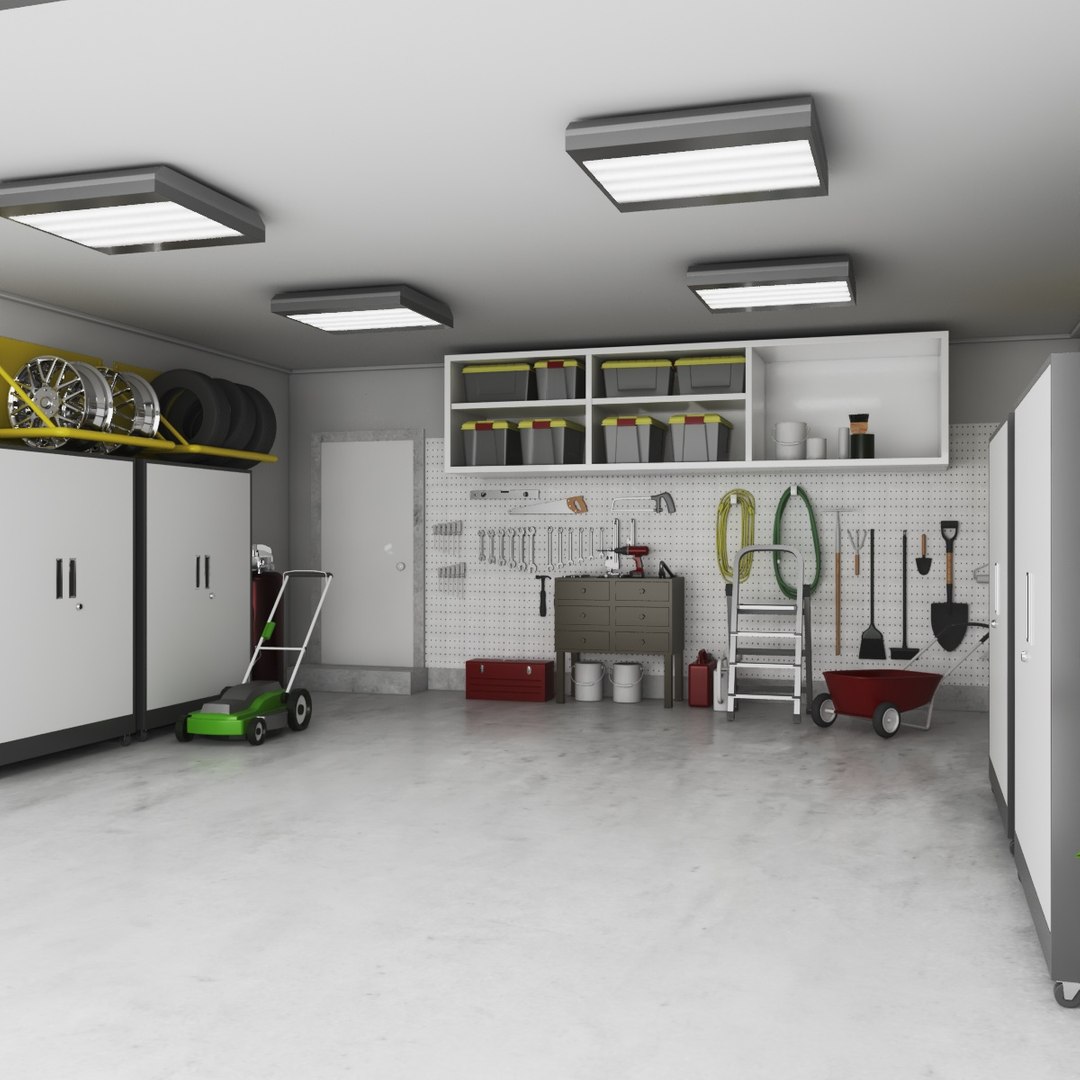 Garage Indoor With Tools 3D - TurboSquid 1783344